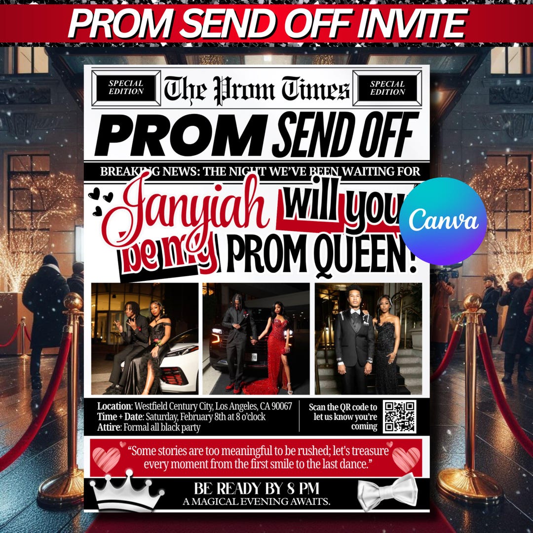 Prom Send off Flyer, DIY Prom Flyer, Prom Canva Template, Prom Send Off ...