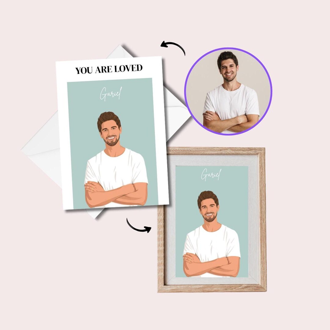 You Are Loved Card | Personalized Son Portrait From Photo | Custom ...