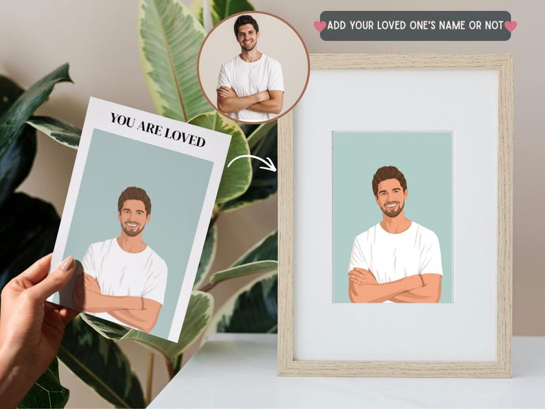 You Are Loved Card | Personalized Son Portrait From Photo | Custom ...
