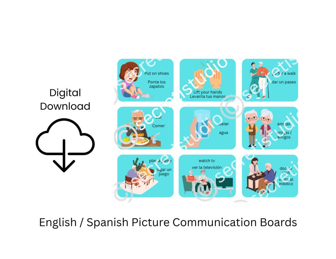 Spanish English Communication Board | Dementia Special Needs Picture ...