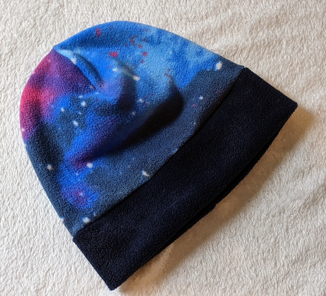 Galaxy Fleece Beanie Hat, Teens/small Adult, Cosy Winter Wear - Etsy