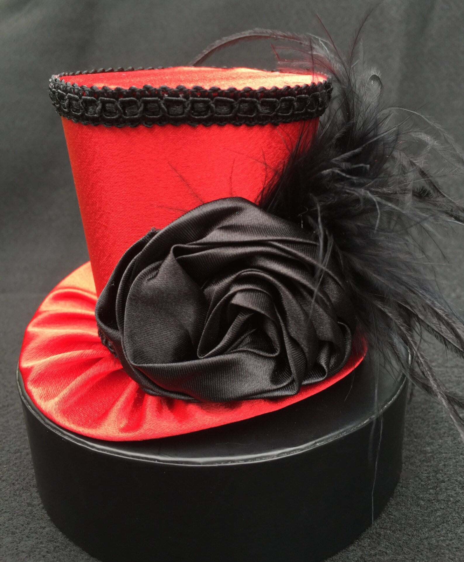 Red Satin Mad Hatter Mini Top Hat for Dress Up, Birthday, Tea Party or ...