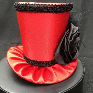 Red Satin Mad Hatter Mini Top Hat for Dress Up, Birthday, Tea Party or ...