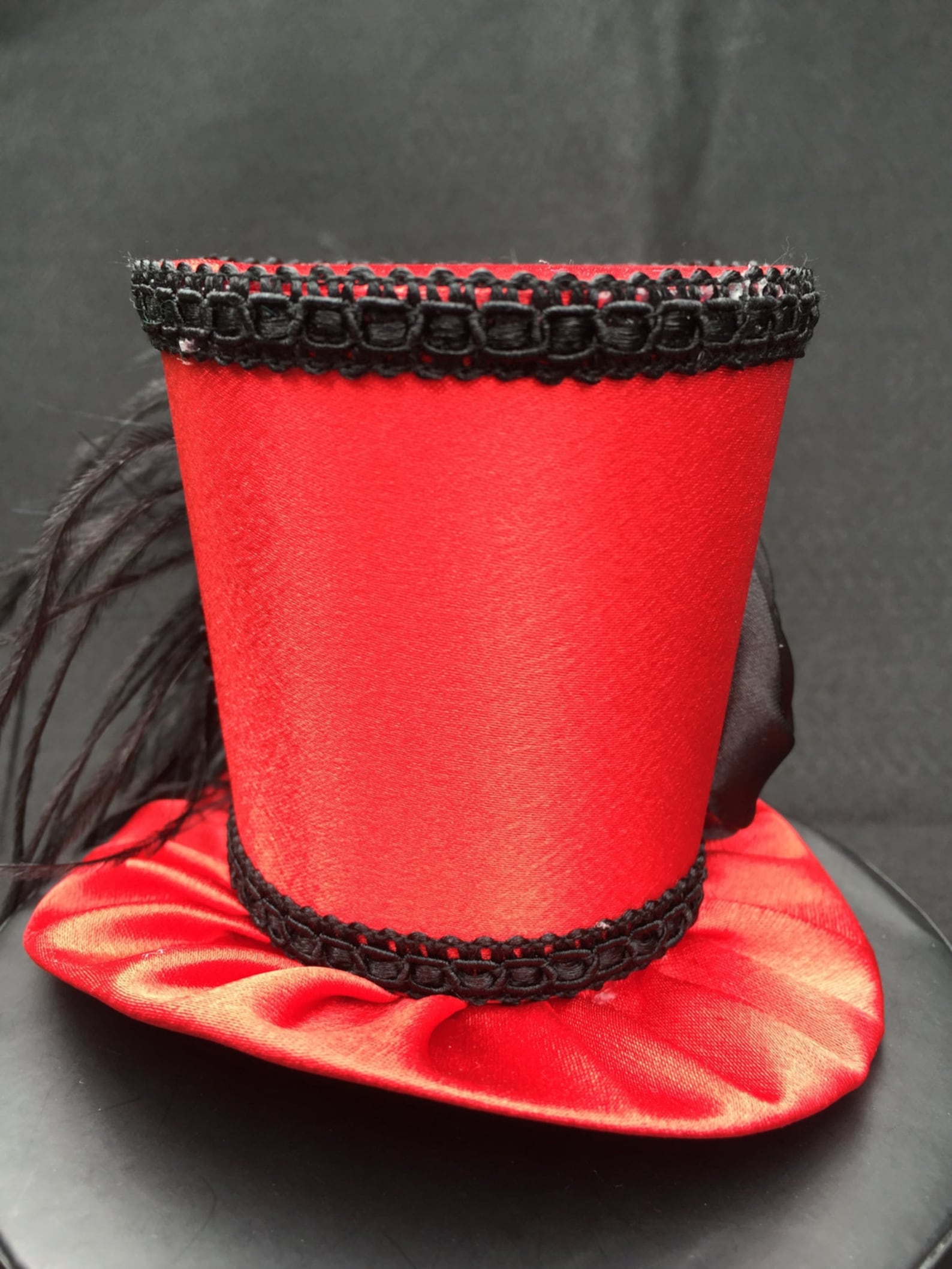 Red Satin Mad Hatter Mini Top Hat for Dress Up, Birthday, Tea Party or ...