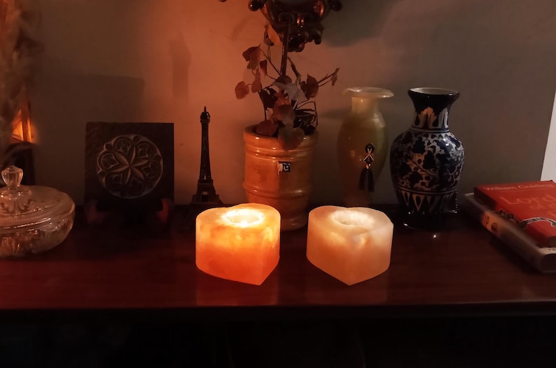 Hand Crafted Himalayan Salt Heart Candle Holders – A Wellness Crystal ...