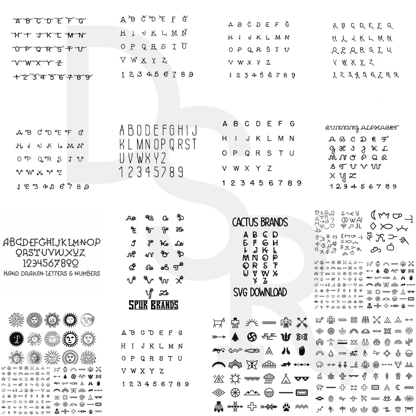 Western Cattle Brand SVG Bundle – Branding Iron Alphabet Letters ...