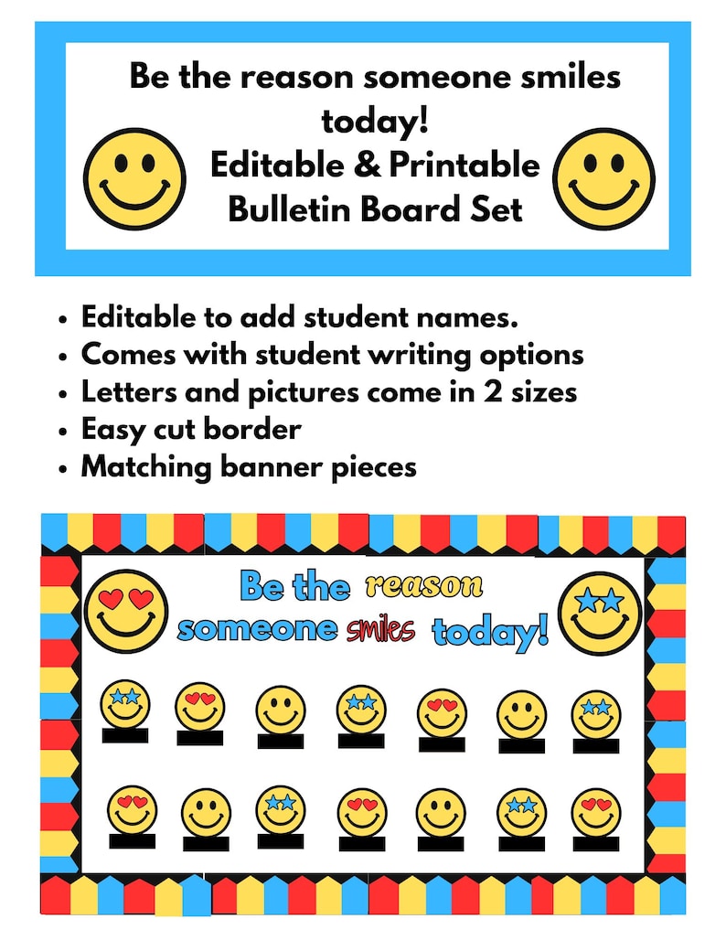 Editable Bulletin Board Template- Complete Set - Optional Writing ...