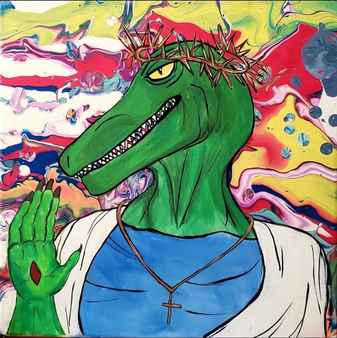 Raptor Jesus Painting - Etsy