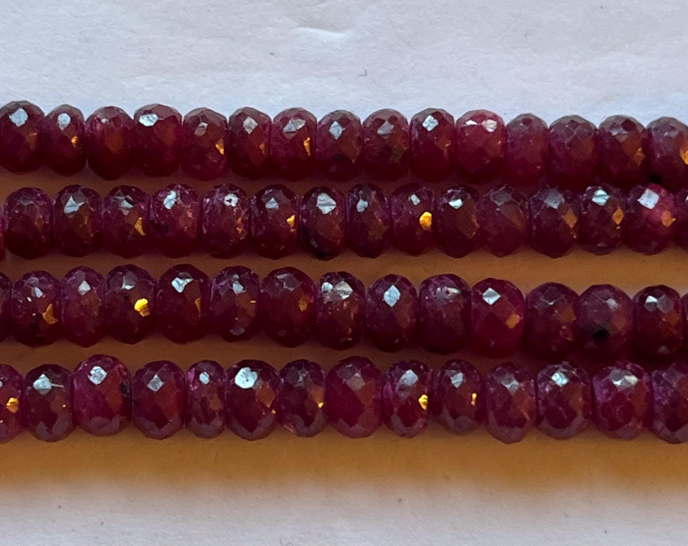 Red Ruby Beads 50 Pcs 3 to 5mm Natural Precious Loose Faceted Gemstone ...