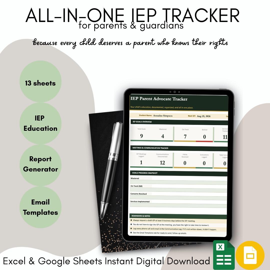 IEP Tracker Google Sheets | IEP Meeting Prep | Special Education ...