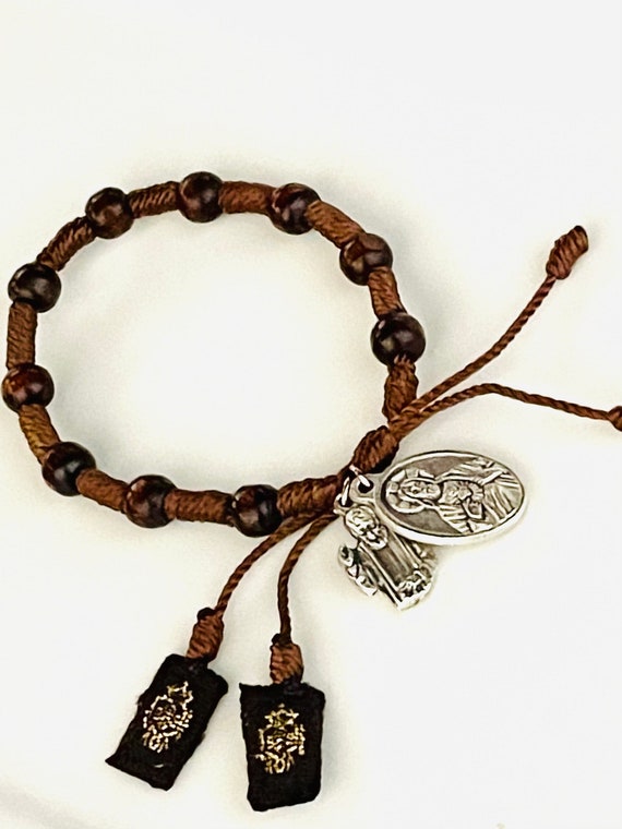 Padre Pío Capuchin Brown Wood Adjustable Men's Rosary | Etsy