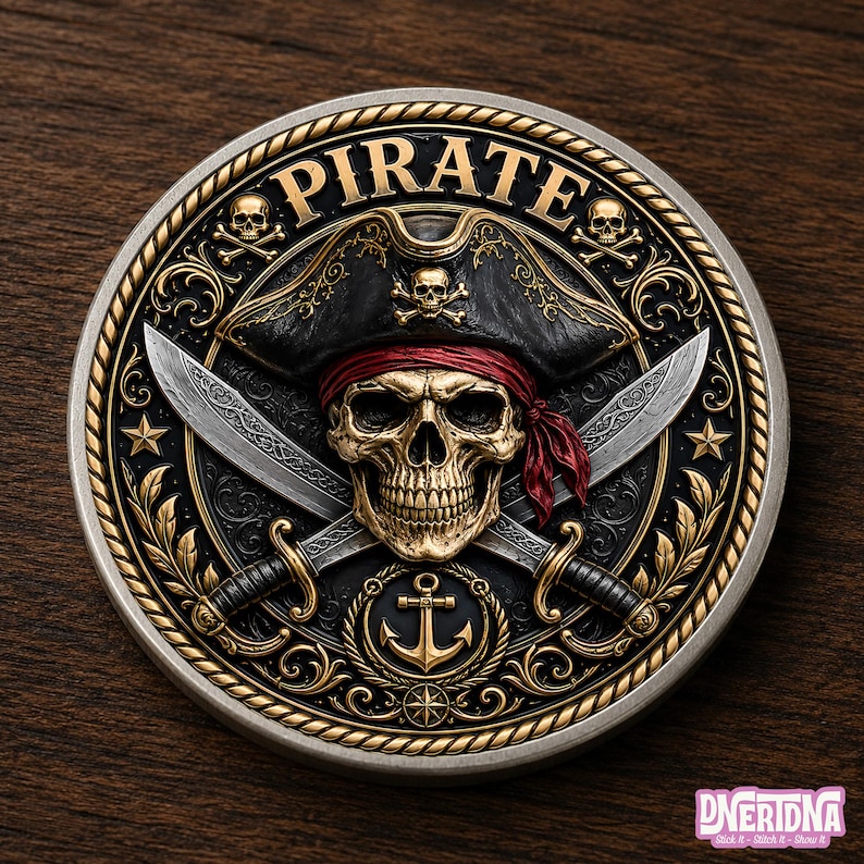 Pirate Skull Challenge Coin, Treasure Map Collectible Metal Coin ...