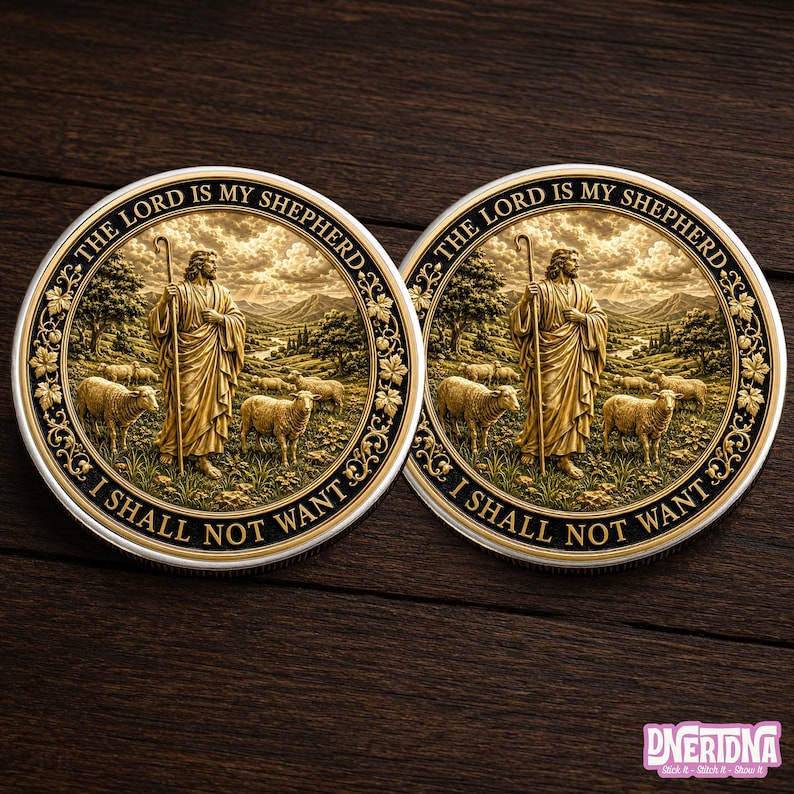 The Lord is My Shepherd Challenge Coin, Psalm 23 Christian Collectible ...