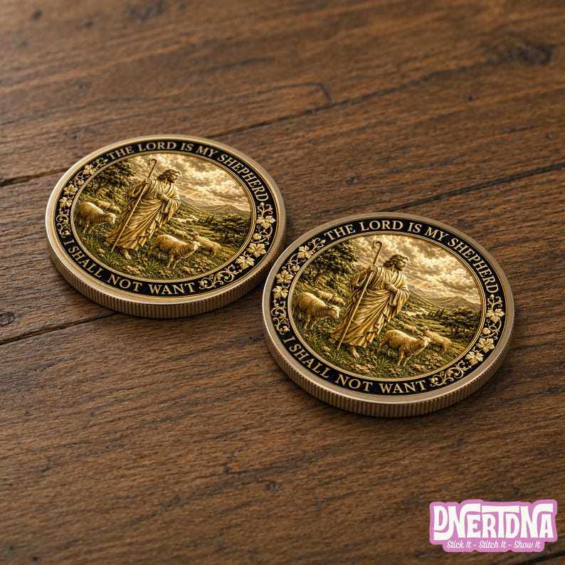 The Lord is My Shepherd Challenge Coin, Psalm 23 Christian Collectible ...