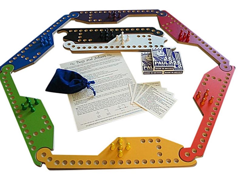Pegs and Jokers 8-player Game With Colorful Handmade Interlocking ...
