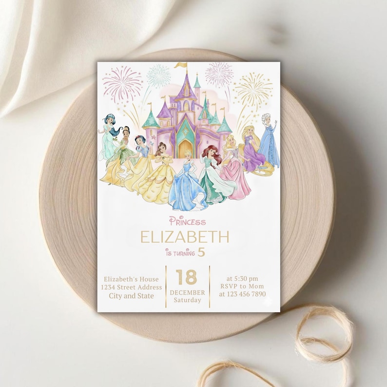 Watercolor Princess Birthday Invitation, Editable Girls Party Invite ...