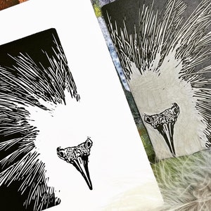 SNOWY EGRET With Breeding Plummage Linocut Relief Print, Inktober 2021 ...