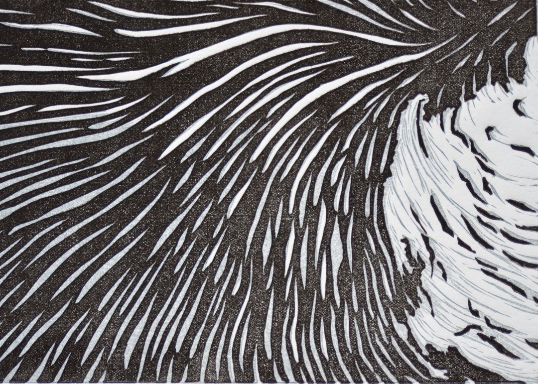 Linocut Relief Print, 3-color 12x9 LIVE OAK'S END - Patterns of Beauty ...