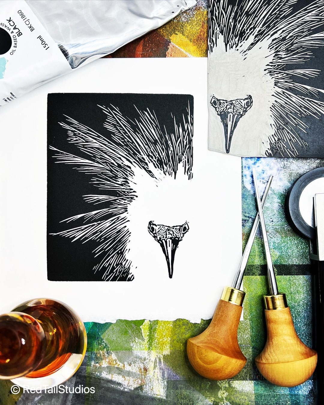SNOWY EGRET With Breeding Plummage Linocut Relief Print, Inktober 2021 ...