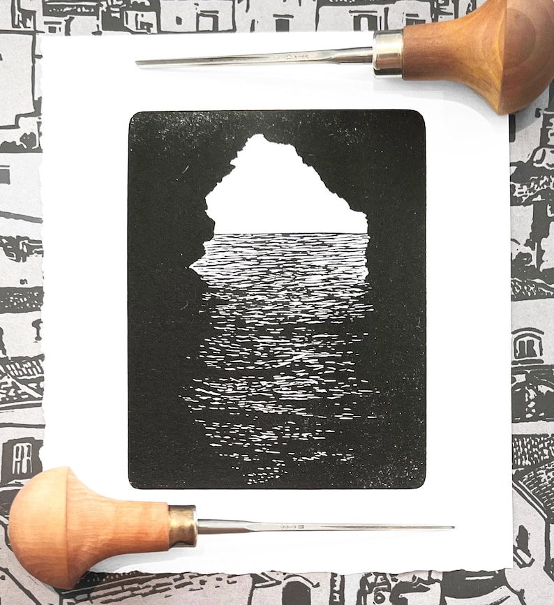HORIZON, Caves of Gargano, Linocut Relief Print, Inktober 2024, South ...