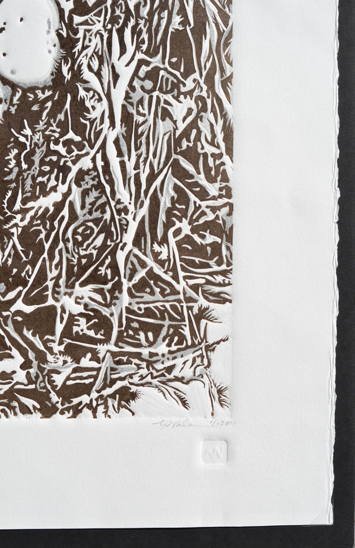 LAST ONE Linocut Relief Print, Original Art, Color 16x20, Cassin's Nest ...