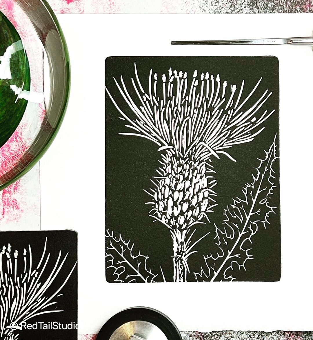 THISTLE, Linocut Relief Print, Inktober 2021, Native Flora of ...