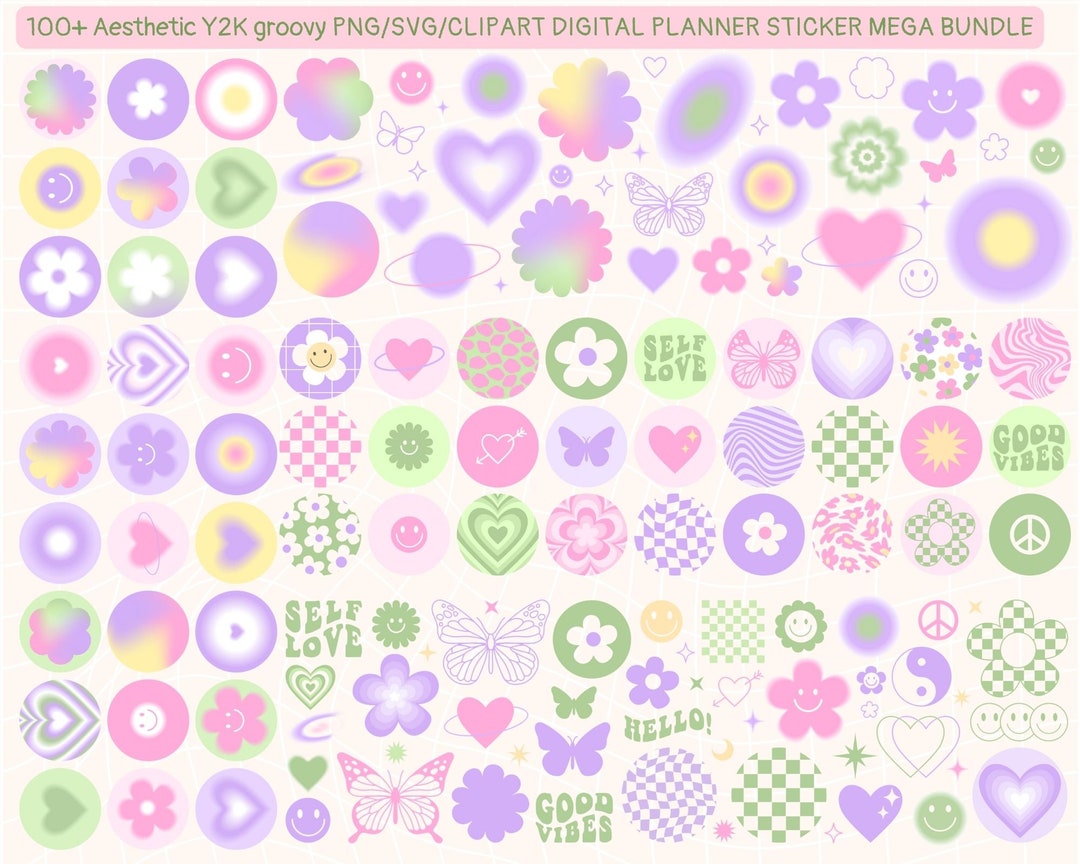 Y2k Svg Bundle,2000s Cliparts,y2k Icon Sets,y2k Digital Planner ...