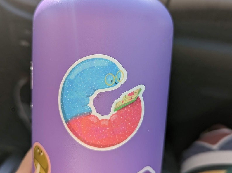 Gummy Book Worm Vinyl Sticker | 2"x2" | Cute Sour Candy Design ...