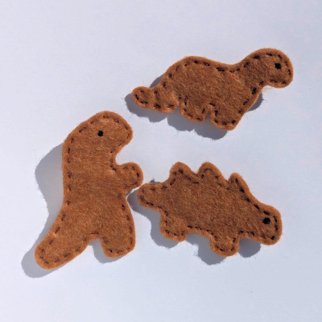 Handmade Felt Dino Nugget Brooch | Dinosaur | T-rex, Brontosaurus ...