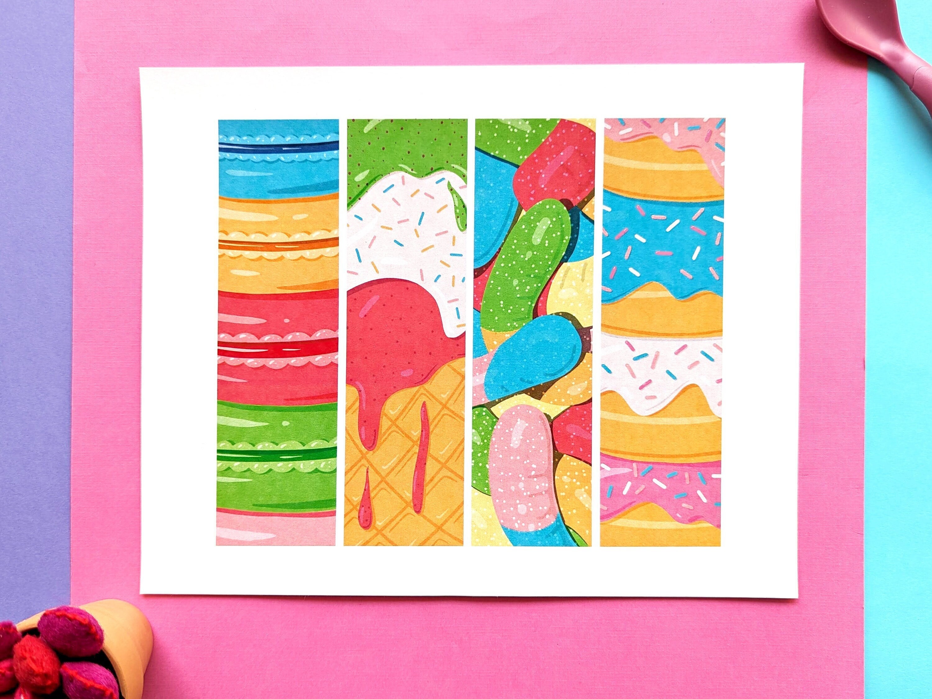 Collage of Sweets Illustration 10x8 Art Print Macarons Ice Cream Sour ...