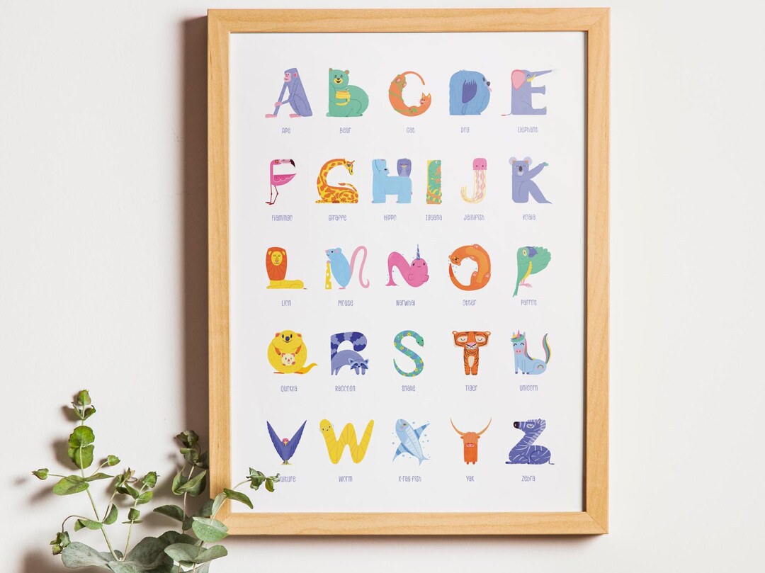 Colorful Animal Alphabet Print | Children's Nursery Decor | Cute ABC ...