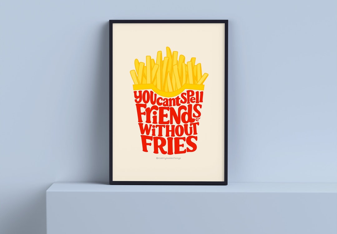 Funny French Fries Art Poster Print - Vintage Style Wall Art Home Decor ...