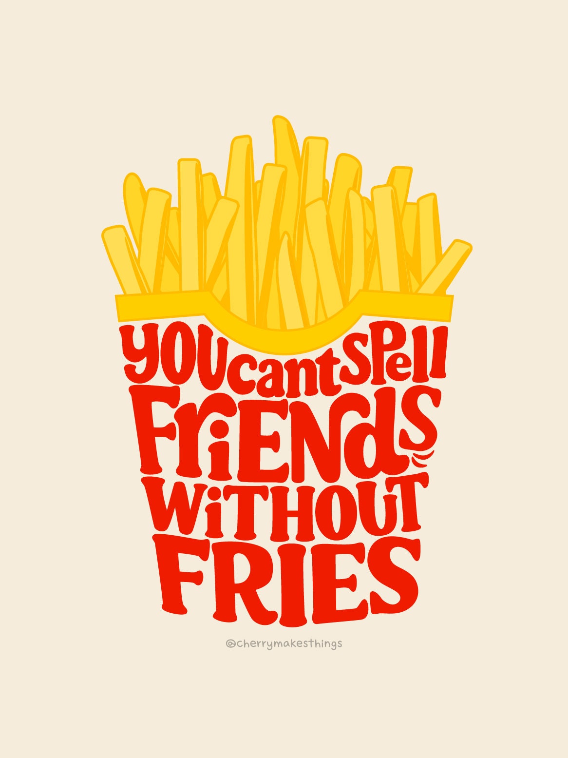 Funny French Fries Art Poster Print - Vintage Style Wall Art Home Decor ...