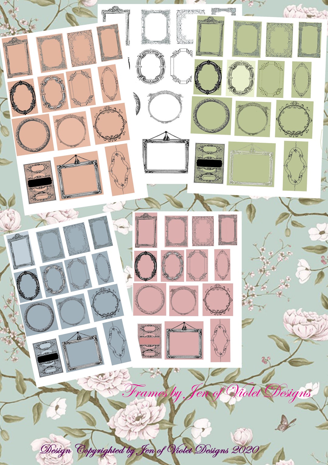 Digital Paper Frames Fussy Cuts - Etsy
