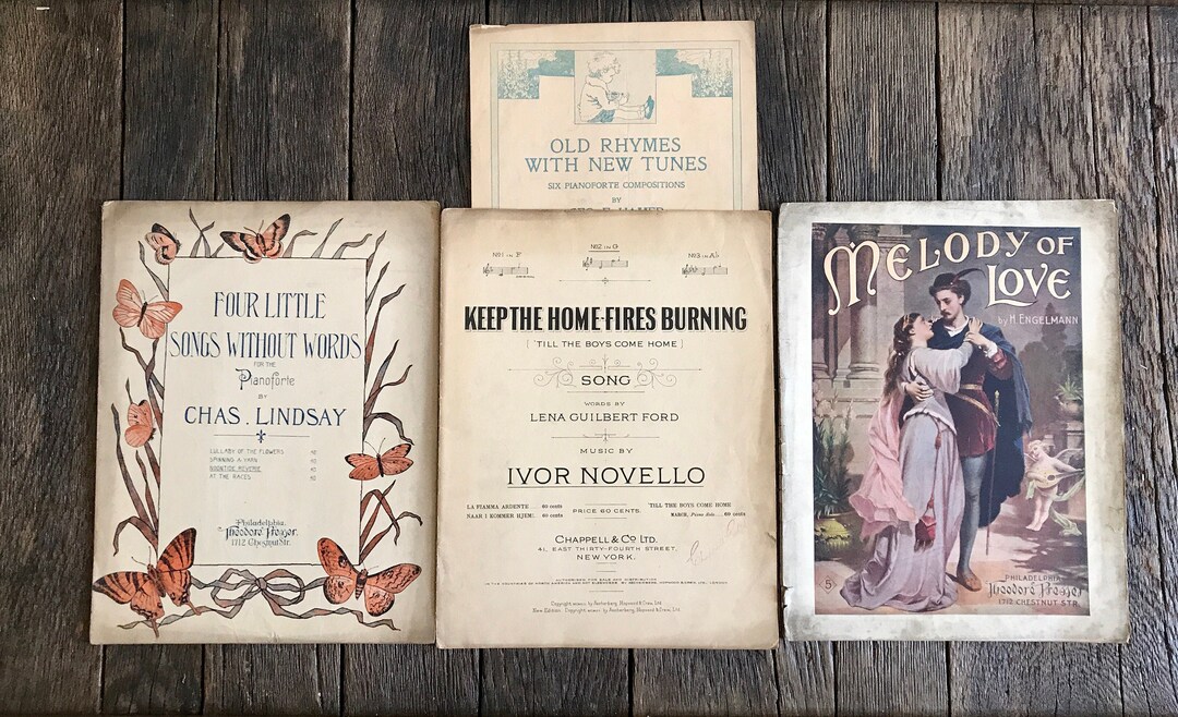 Antique Piano Sheet Music - Piano Art Cover Songs and Music Booklets ...