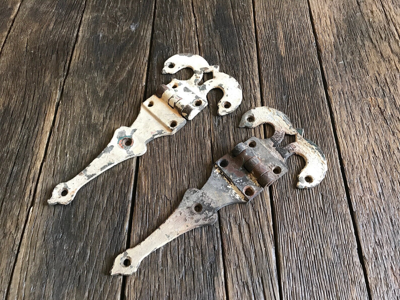 Large Antique Metal Hinges - Shabby Chic Metal Hinges - Heavy Metal ...
