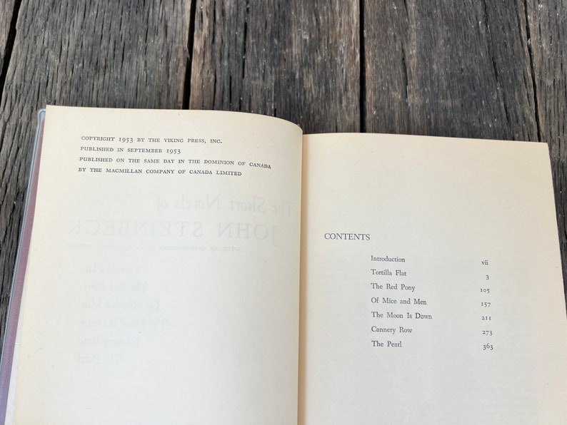 1953 the Short Novels of John Steinbeck - Collectible John Steinbeck ...