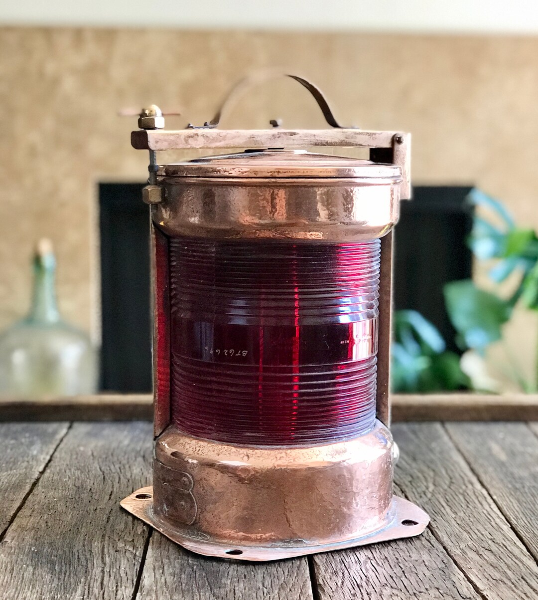 Vintage Copper Nautical Lantern - Nautical Starboard Lantern With Red ...