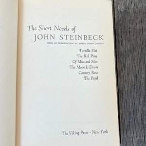 1953 the Short Novels of John Steinbeck - Collectible John Steinbeck ...