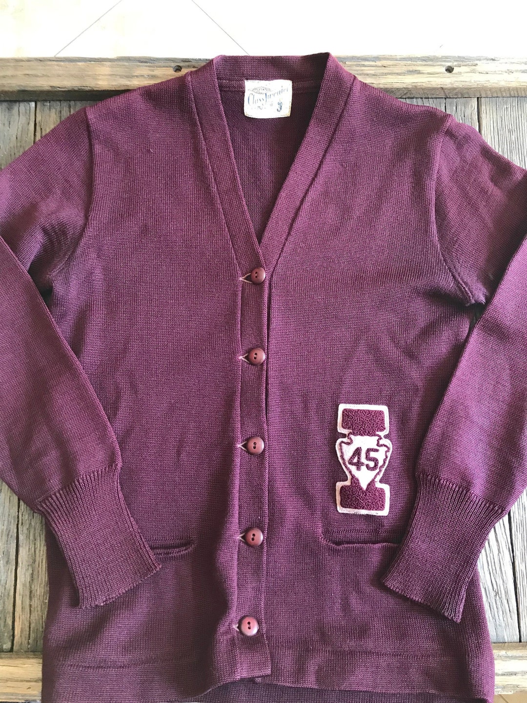 Antique College Sweater - 1945 Wool College Sweater - Antique Letterman ...