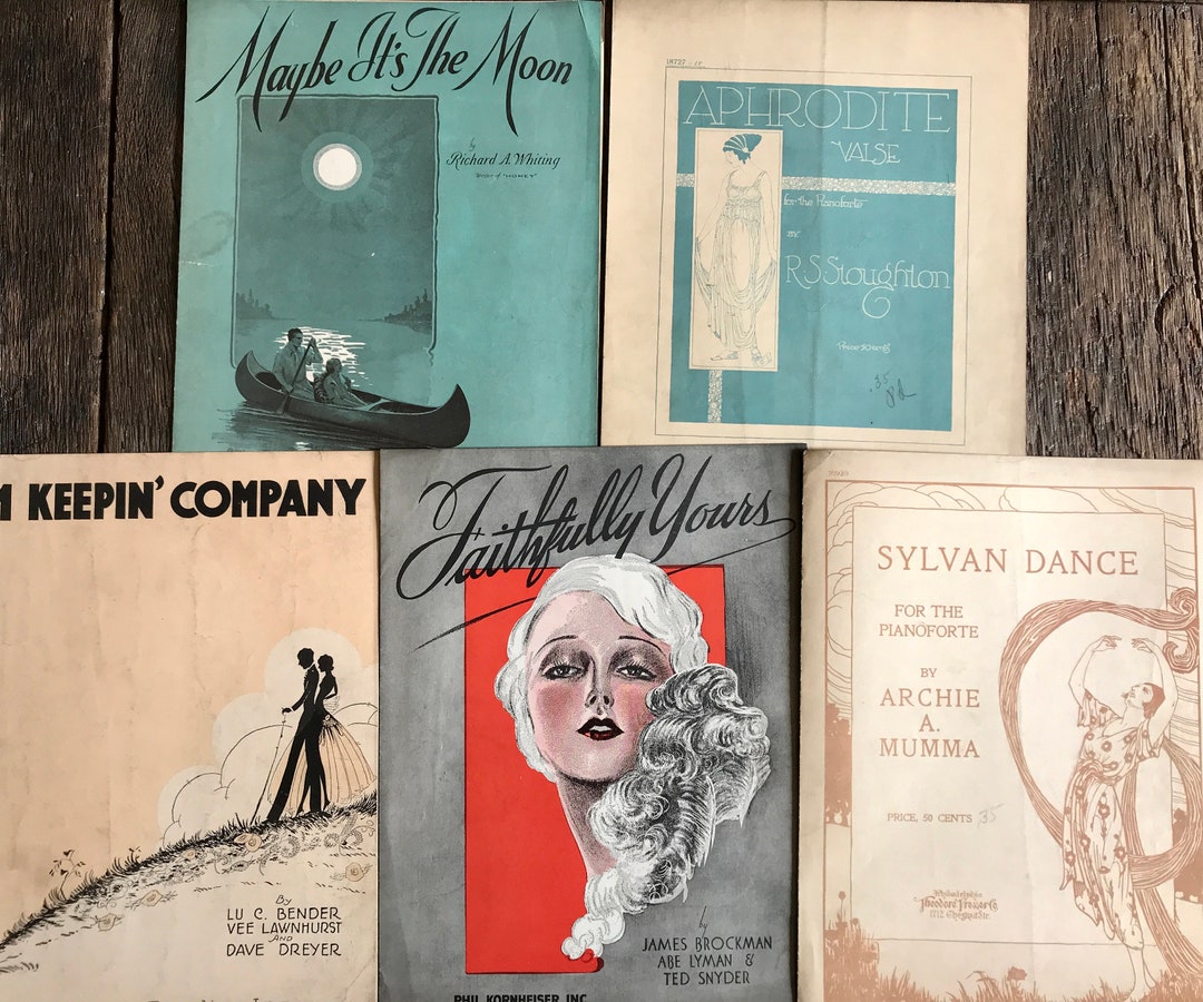 Antique Piano Sheet Music - Piano Art Cover Songs and Music Booklets ...