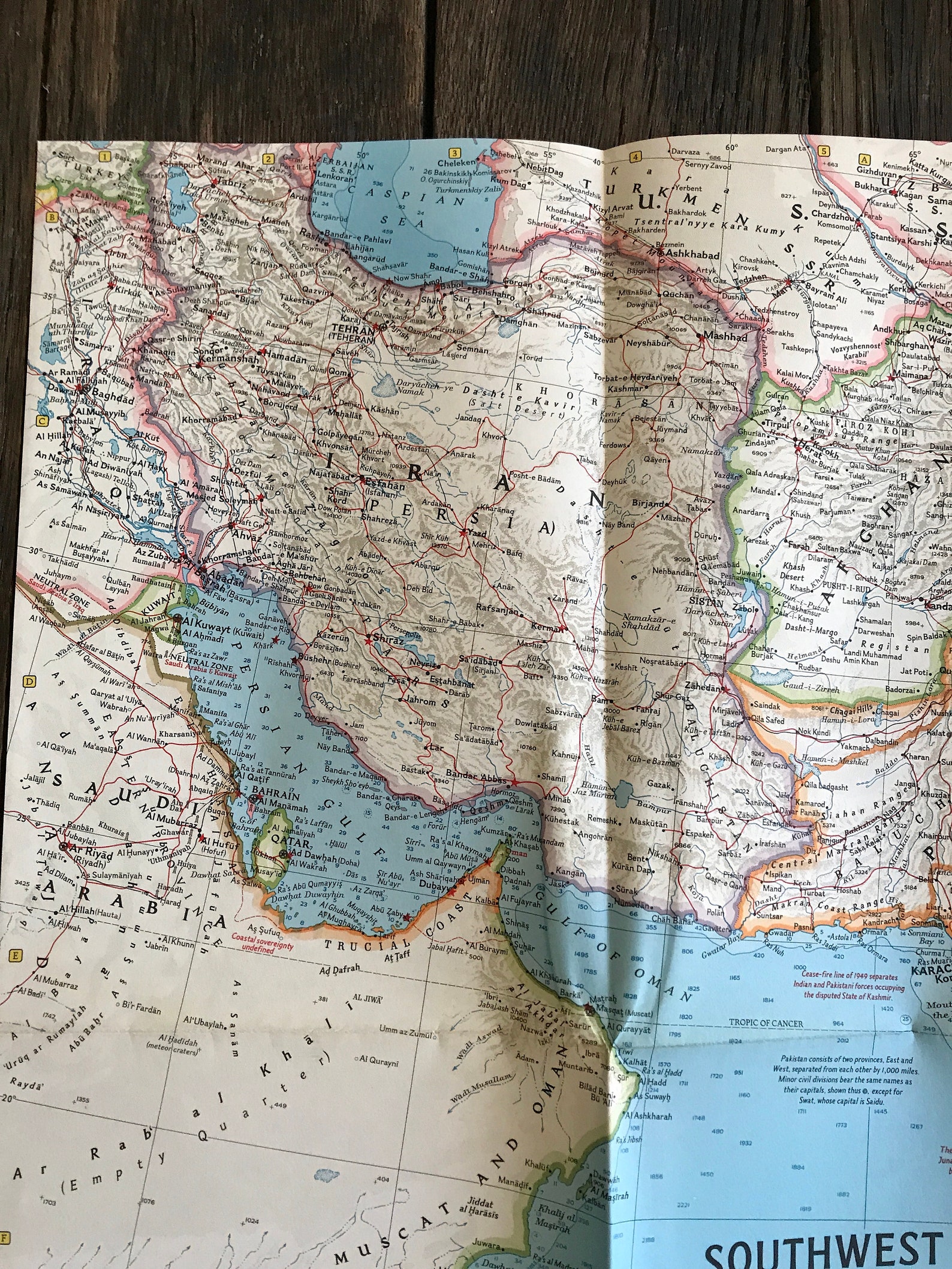 Vintage Map of Southwest Asia 1963 National Geographic | Etsy