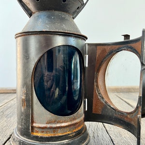 Vintage Iraqi Army Lantern With Red and Green Glass Lenses - 14" T ...
