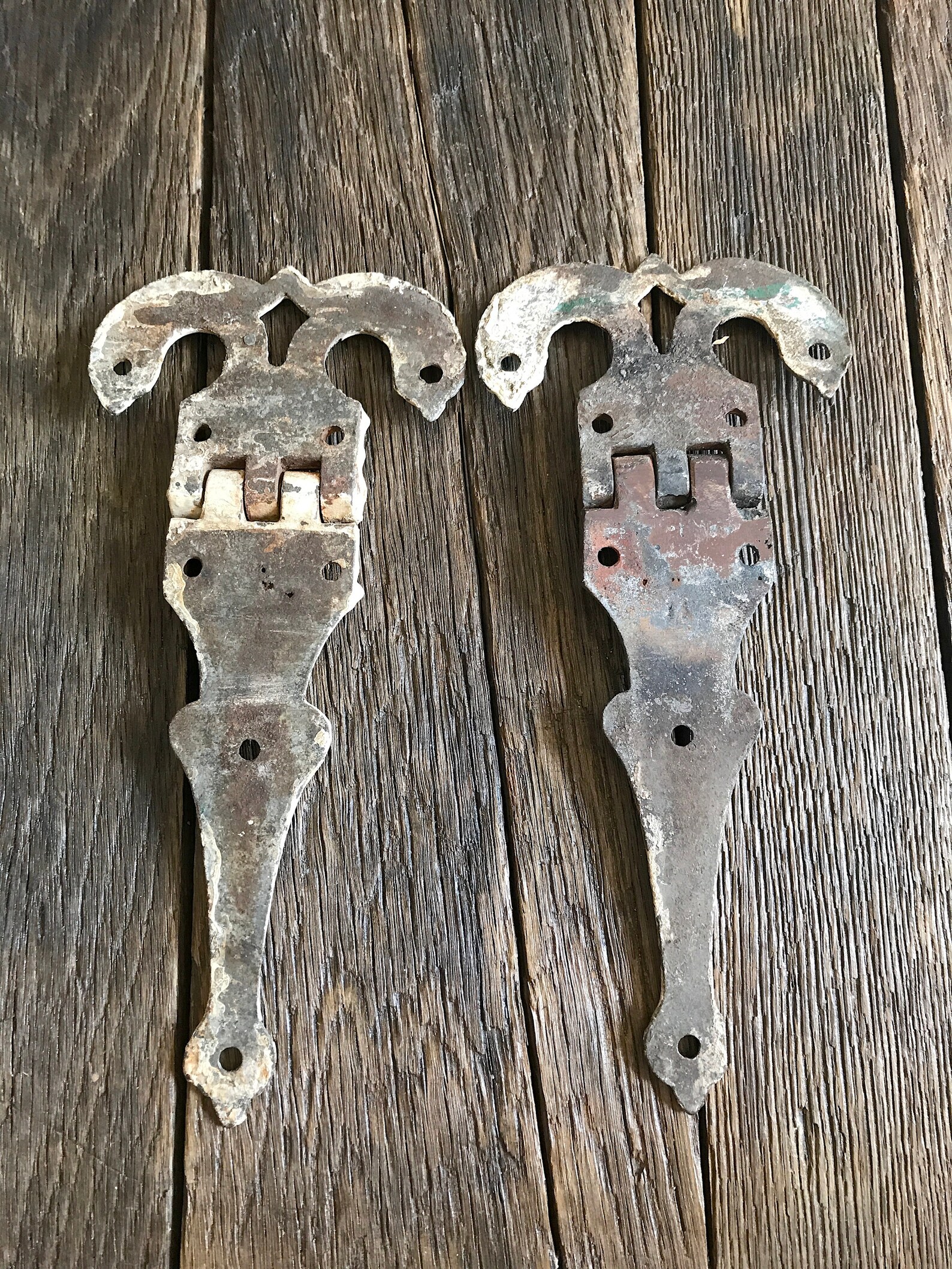 Large Antique Metal Hinges - Shabby Chic Metal Hinges - Heavy Metal ...