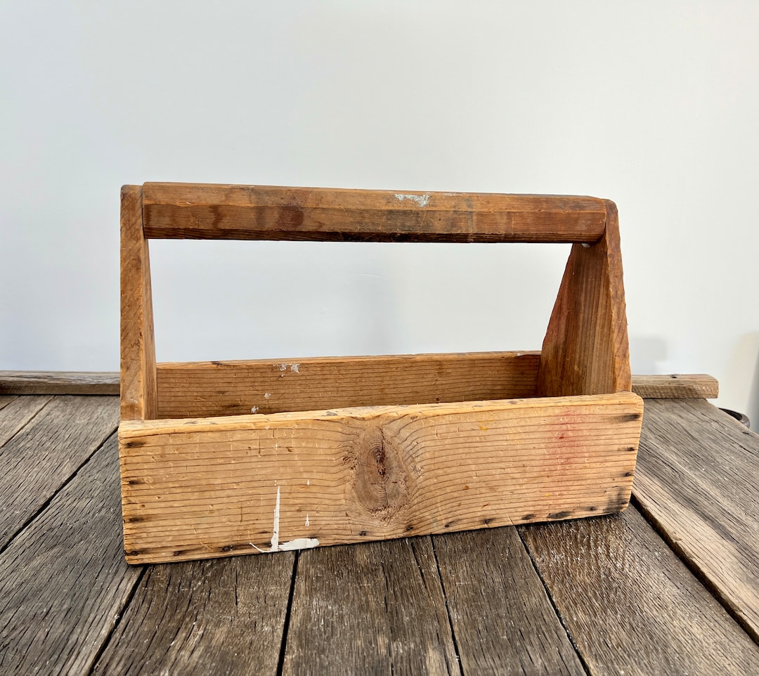 Vintage Wood Tool Carrier 16 3/4 Handmade Primitive Tool Carrier Box - Etsy