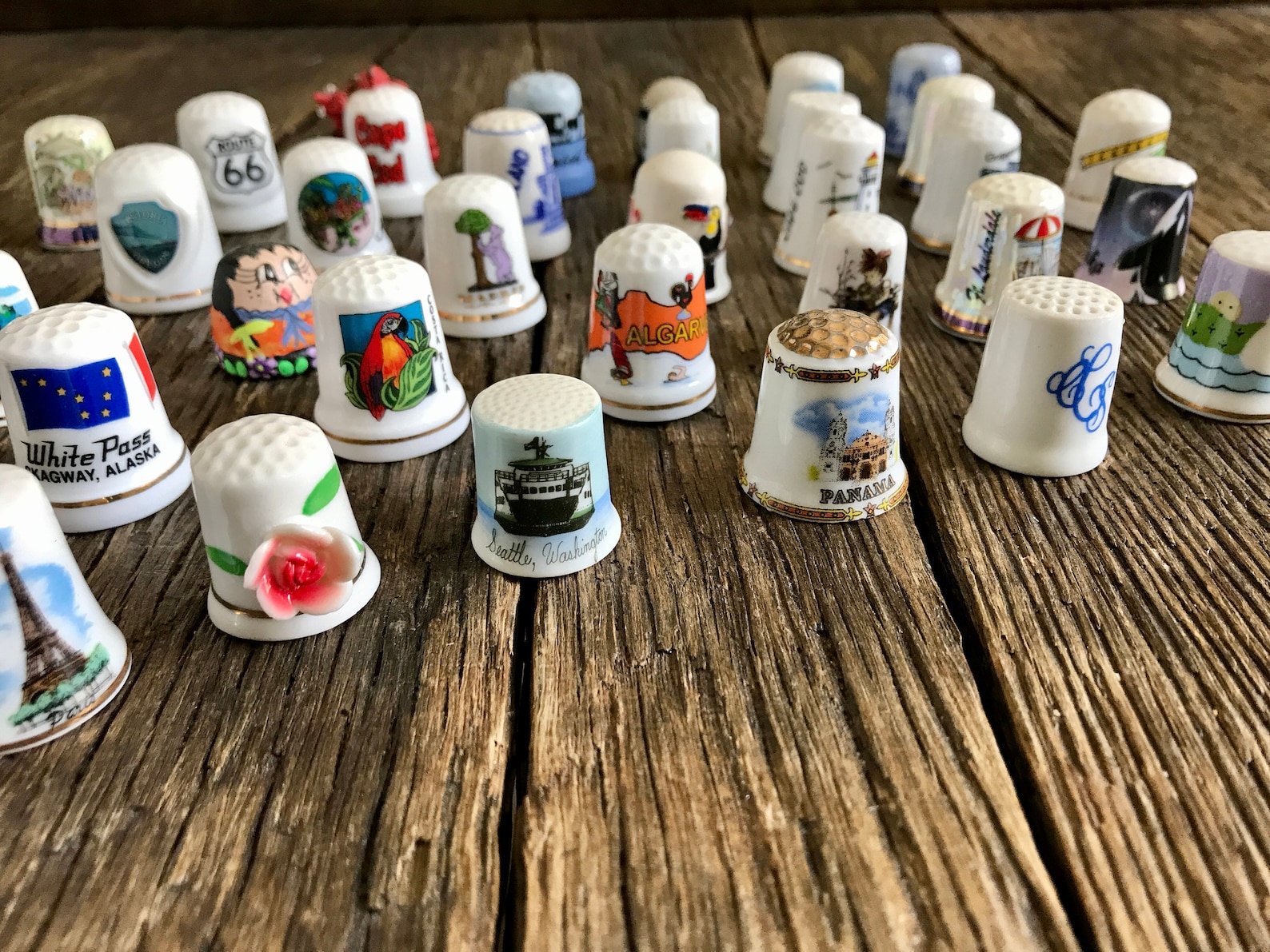 35 Vintage Thimbles Souvenir Travel Thimbles Collectible Ceramic ...