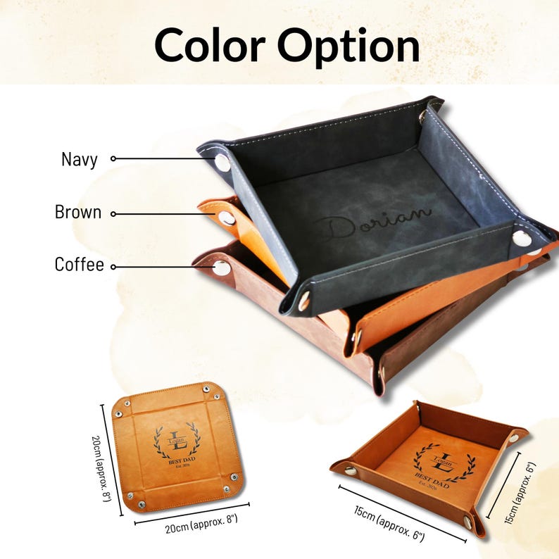 Personalized Leather Valet Tray, Custom Engraved Catchall Organizer ...