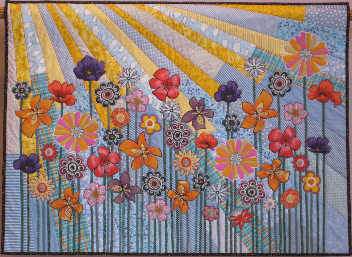 PDF Quilt Pattern -- Digital Pattern for Whimsical Garden Wall Quilt ...