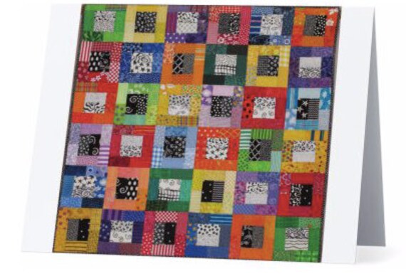 Set of 10 Color Blocks quilt note cards folded | Etsy