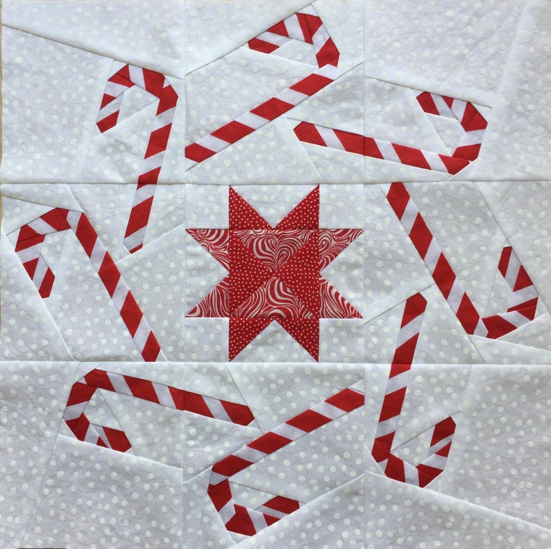 Quilt Block Pattern -- Paper Pattern for Candy Canes Quilt Block ...